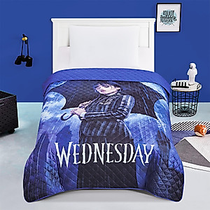 Wednesday Bedspread Twin Set for Kids - Bundle with Wednesday Addams Quilted Bedspread for Twin Bed Plus Bookmark, More | Wednesday Twin Bedding Set for Girls