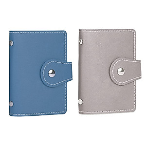 PRIVILLA 2 Pcs Credit Card Holder and Credit Card Wallet，Sd Card Holder Each Has 26 Card Slots for Organizers, 2024 New Credit Card Holders for Men and Women (Gray+blue)