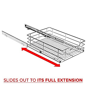 HOLDN’ STORAGE Pull Out Cabinet Organizers – 5” High Slide Pull Out Drawers for Kitchen Cabinets – Heavy Duty-with 5 Year Limited Warranty – Basket Size 14"W x 21"D x 5"H
