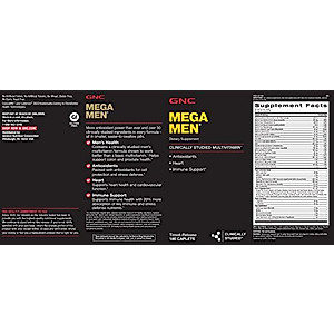GNC Mega Men Multivitamin for Men, 180 Count, Antioxidants, Heart Health, and Immune Support (Packaging May Vary)
