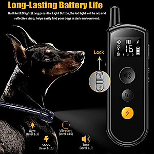 GONNLLYY Dog Training Collar, Dog Shock Collar with Electric , Vibration Beeps, Keypad Lock Mode(1-16 Levels) Rang 2000FT, IPX8 Waterproof for Large Dog/Medium Dog/Small Dog(8 lbs-150 lbs)