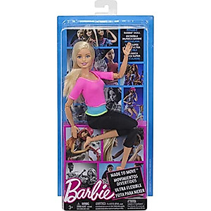 Barbie Made to Move Posable Doll in Pink Color-Blocked Top and Yoga Leggings, Flexible with Blonde Hair (Amazon Exclusive)