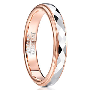 TUNGSTORY 4mm Women's Tungsten Carbide Plain Band Engagement Wedding Ring Rose Gold Plated Size 7