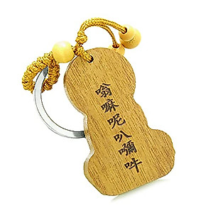 Magic Human Car Keys Keychain - Kwan Yin Quan Blessing - Goddess Holding Spiritual Jar with Eternal Life Elixir - The Divine Buddha and Light Amulet - Cool Feng Shui Sandalwood Key Ring