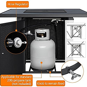 Yaheetech Fire Pit Propane Fire Pit 30 in 50,000 BTU Square Gas Firepits with Glass Tabletop and Water-Resistant Cover for Outside, 2 in 1 Large Outdoor Fire Table for Patio/Garden/Backyard