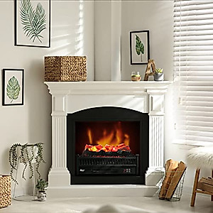 TURBRO Eternal Flame EF23-LG Electric Fireplace Logs, 23" Remote Control Fireplace Insert Log Heater, Realistic Lemonwood Ember Bed, Thermostat, Timer, 1400W Black