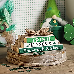 St. Patrick's Day Tiered Tray Decor Reversible Valentines Stack Blocks for Table Kitchen Farmhouse Valentine Shamrock Faux Bundle Decor