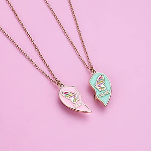 Lezmoii Best Friend Necklace Friendship Necklace Matching Magnetic BFF Necklace for 2 Girls Jewelry Friendship Gifts (D: Butterfly Heart)