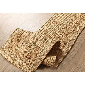 Reversible Jute Braided Table Runner, Farmhouse Jute Burlap Table Runner, Natural Jute Braided Table Runner, Organic Eco-Friendly Rustic Vintage Dining Table Runner- 13x72 Inch - Natural