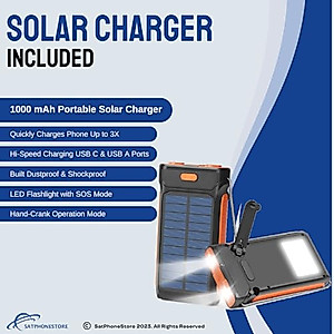 SatPhoneStore Iridium 9575 Extreme Satellite Phone Hiker Package with Solar Charger, Protective Case and Prepaid 200 Minute SIM Card Ready for Easy Online Activation