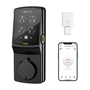 Lockly Secure Pro, Wi-Fi Smart Deadbolt, Keyless Entry Door Lock, PIN Genie® Keypad, 3D Biometric Fingerprint Sensor, Auto Lock - Matte Black (PGD728WMB)