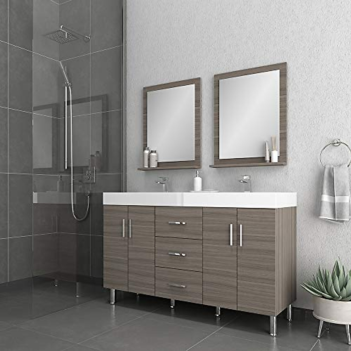 Alya Bath Ripley Bathroom Vanity, 60", Gray