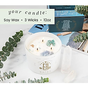 Healing Crystal Candle, 12oz - 3 Wick Pisces, Cancer, Scorpio Zodiac Candles with Crystals Inside. Zodiac Gifts for Women, Real Crystals and Healing Stones Manifestation Candle, Meditation Candle