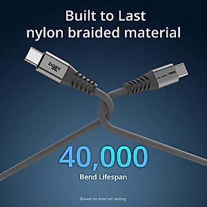 XYYZYZ USB C to USB C Cable [6.6 ft 2 Pack ] 100W 5A PD QC Type C Fast Charging Cable Nylon Braided Type C Charging Cord Compatible with MacBook Pro, iPad Pro, iPad Air 4, Galaxy -Grey