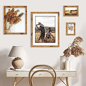 TWING 8x10 Picture Frames Set of 6, Rustic Photo Frames Collage for Wall Decor Mounting or Table Display,Home Decorative Wall Gallery Picture Photo Frame Wood Brown,Walnut