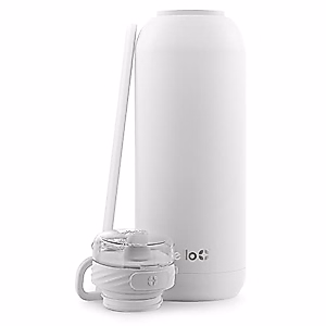 Ello Cooper Vacuum Insulated Stainless Steel Water Bottle with Soft Straw and Carry Loop, Double Walled, Leak Proof, White, 22oz