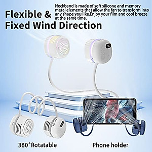 PBOX Portable Neck Fan,Foldable Bladeless Neck Fan, wearable air conditioner,Personal Fan 2000 mAh Rechargeable Battery,360° Adjustable