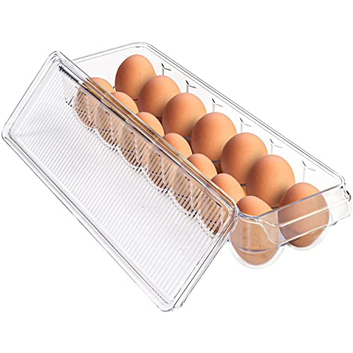 Utopia Home Bundle Pack of 9 Refrigerator Organizers- 1 x 14 slots Egg tray with lid and handle, & 8 drawers (4 x Small & 4 x Large)- Stackable Plastic Storage Racks for Pantry, Kitchen - (Clear)