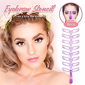 Eyebrow Stencil, Eyebrow Shaper Kit,8 Styles Reusable Eyebrow Template Positioning Tool, the Wide is 5.2 Inch, Length is 4Inch,1 Coffee Eyebrow Pencil