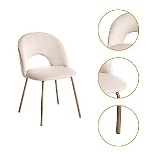 CangLong Velvet Seat Chair with Metal Legs for Kitchen Dining Room, Pack of 2. Beige