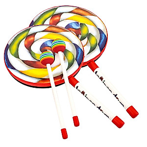 Foraineam 2 Pieces 8 Inch Lollipop Drum with Drum Beater Lollipop Hand Drum Musical Educational Percussion Instrument