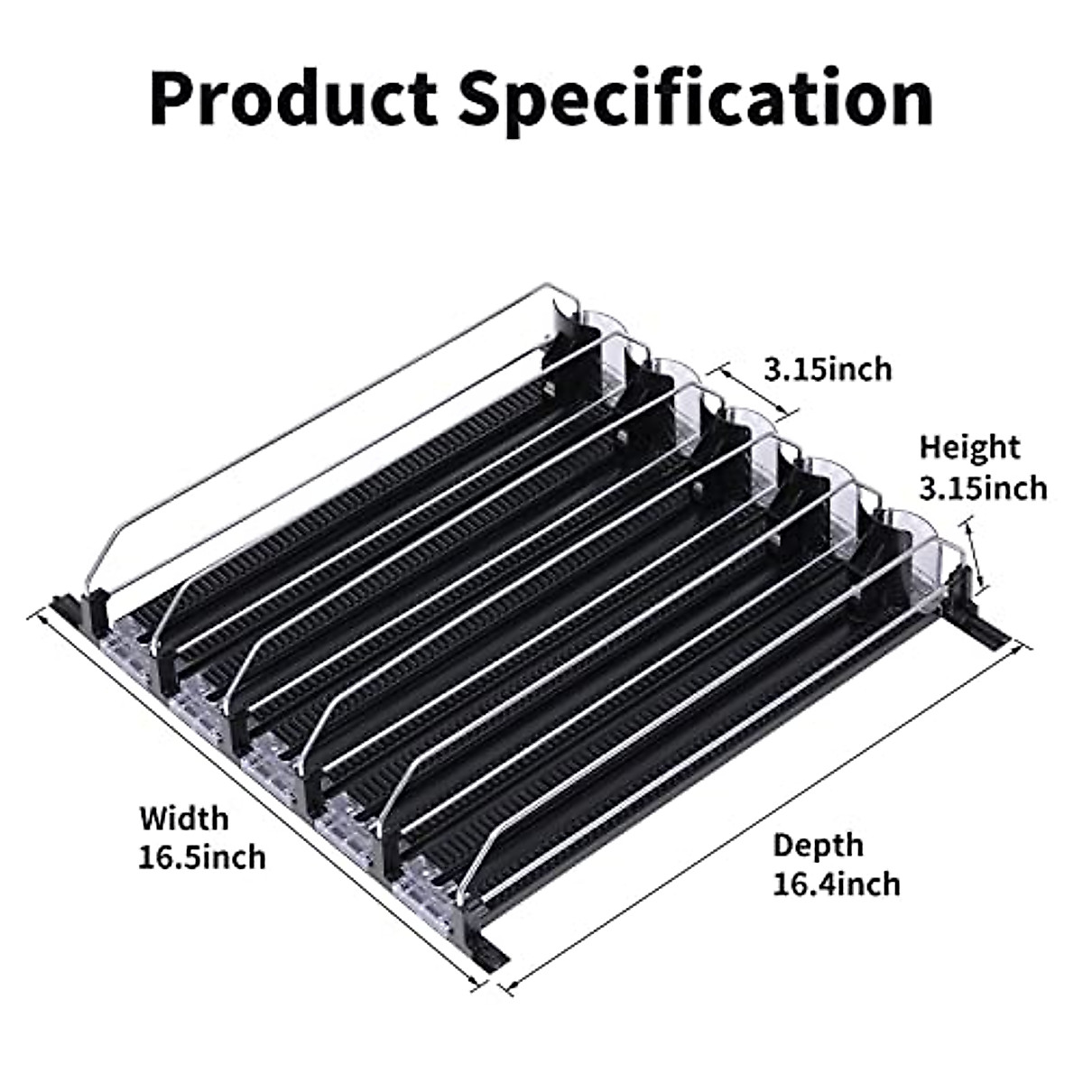 Soda Can Organizer for Refrigerator, Self-Pushing Drink Organizer for Fridge,Width Ajustable Beverage Pusher Glide Pantry Holds up to 25/30 Cans Black