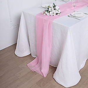 TABLECLOTHSFACTORY 22" x 80" Pink Premium Chiffon Table Runner for Weddings Party Banquets Decor Fit Rectangle and Round Table