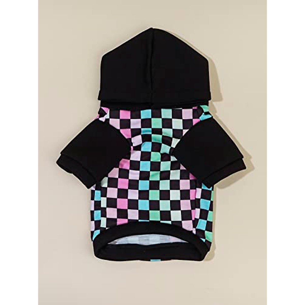QWINEE Dog Hoodie Pet Clothes Checkered Cold Weather Clothes Winter Sweatshirt for Cat Puppy Small Medium Dogs Kitten Multicolor L