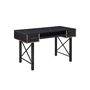 Acme Settea Wooden Top Computer Desk with 2 Drawers and Keyboard Tray in Black