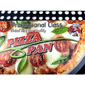 Pizza Pan with holes -Nonstick Carbon Steel Pizza Pan, Pizza pans，Pizza Tray Bakeware Perforated Round For Home Kitchen - PROFESSIONAL CLASS 32.5CM Diameter 12 3/4" INCHES with Fast Crisp Technology