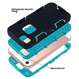 ULAK iPhone 5S Case, iPhone 5 Case,iPhone SE Case, Knox Armor Heavy Duty Shockproof Sport Rugged Drop Resistant Dustproof Protective Case Cover for Apple iPhone 5 5S SE -Blue+Black