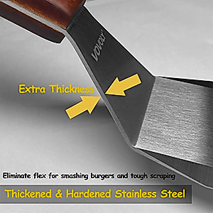 Professional Metal Spatula for Cast Iron Skillets and Flat Top Grills, Full Tang Wooden Handle,1.8mm Thick Stainless Steel Blade, Smash Burger Spatula Turner for Flipper, Cooking, BBQ, 5 Inch x 3 Inch