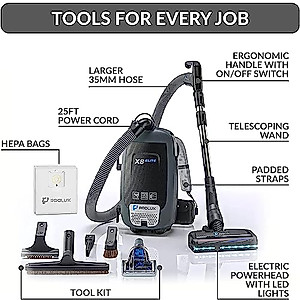 Prolux X8 Elite Backpack Canister Vacuum Cleaner with Premium Multi Point Adjustable Straps Deluxe Tools and Powerhead Kit