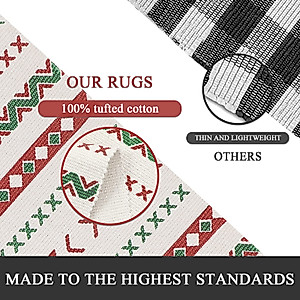 HiiARug Boho Decor Runner Rug 2'x4'4" Tufted Area Rug with Tassels Machine Washable Runner Rugs for Hallway Living Room Front Porch Patio Balcony Bedroom