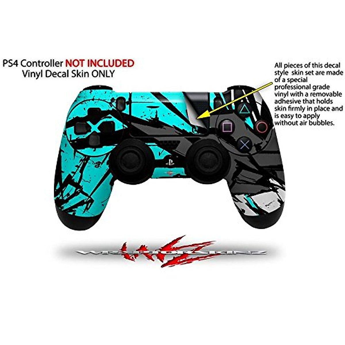 WraptorSkinz Vinyl Decal Skin Compatible with Sony PS4 Controller PlayStation 4 Original Slim and Pro Baja 0040 Neon Teal (Controller NOT Included)