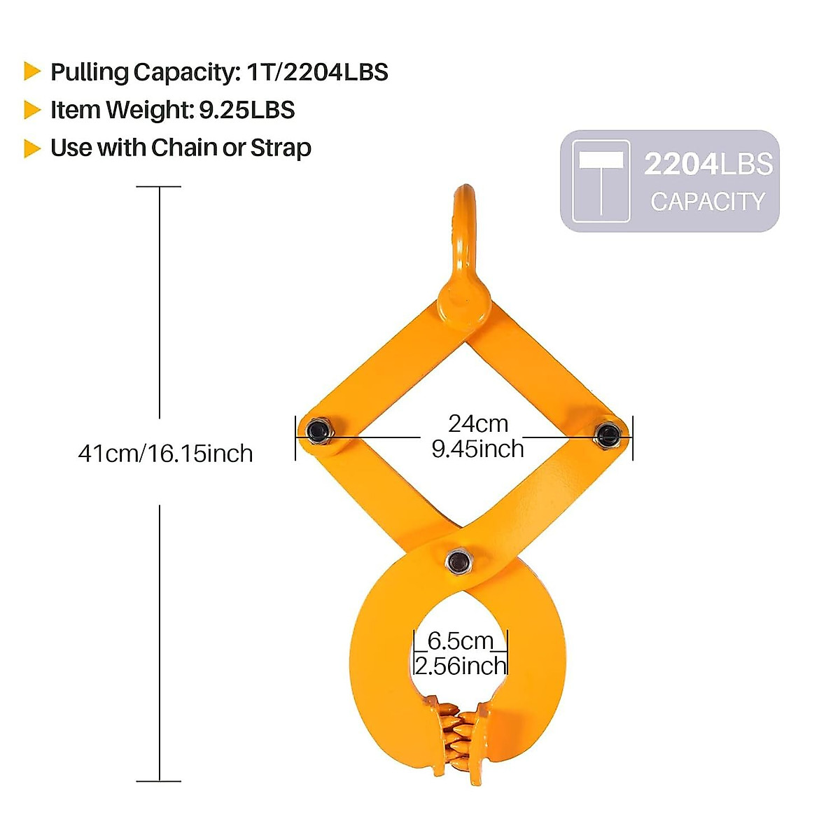 Pallet Puller Clamp Heavy Duty 1T/2204LBS Clamp Stump Puller Single Scissor Pallet Jack Puller Industrial Pallet Grabber Hook Puller for Pulling Hoisting Wood Jaw Opening 5 inch