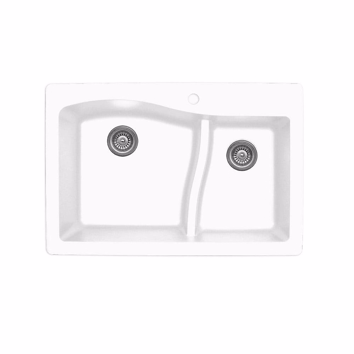 Karran Quartz/Granite Composite Kitchen Sink QT-630 Top Mount Large/Small Bowl - White