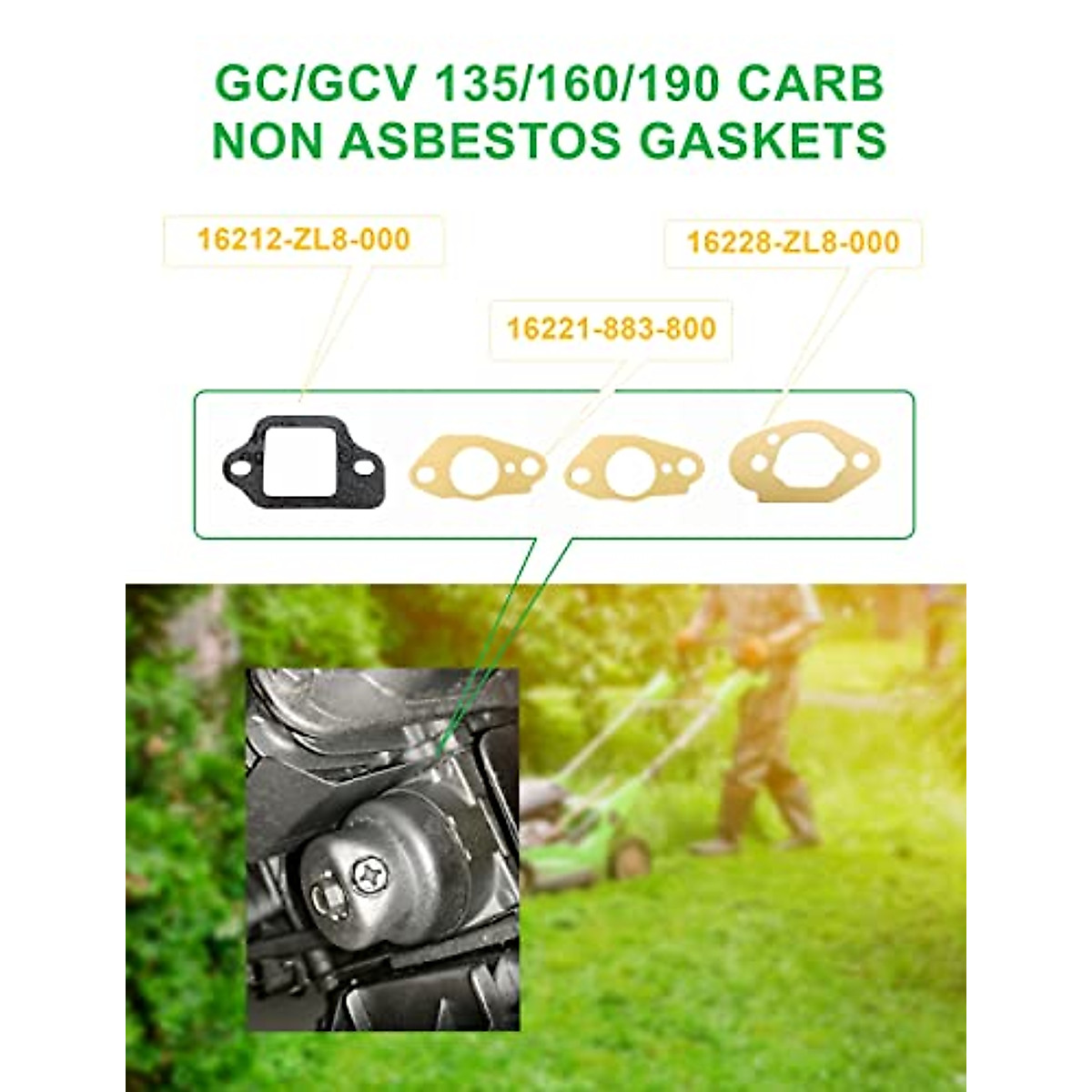 YAMAKATO GCV160 Carburetor Gasket Set Kit for Honda HRR216 HRX217 GCV190 GSV190 GCV135 GC160 HRS216 HRT216 HRB216 HRB217 HRZ216 Engine Toro Lawn Boy Mower