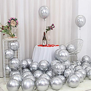 50pcs/Pack 12" Silver Metallic Shiny Balloons for Wedding Birthday Baby Shower Anniversary Party Decoration