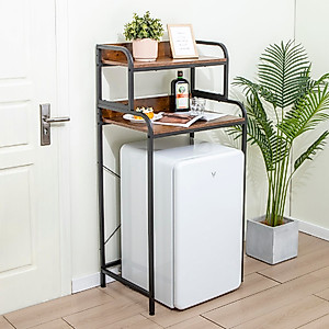 Zvyteay 2-Tier Mini Fridge Shelf Storage Shelf Mini Fridge & Microwave Stand Table, Kitchen Shelves Freestadning for Kitchen, Office