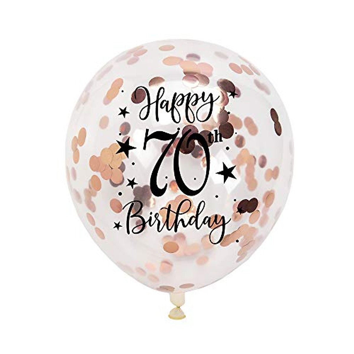 Rose Gold 70th Birthday Confetti Balloons | 16 Pack