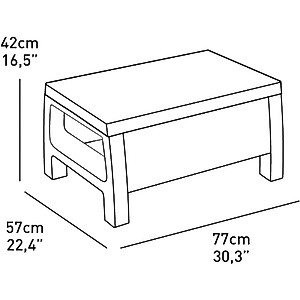 Keter Corfu Coffee Table Modern All Weather Outdoor Patio Garden Backyard Furniture, Brown
