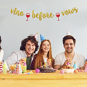 Dill-Dall Vino Before Vows Banner, Bridal Shower Banner, Bridal Shower/Bachelorette Wine Winery Party Decorations (Gold)