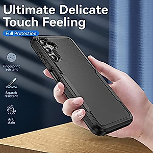 Teayoha 4-in-1 Samsung Galaxy A14 5G Case, [2 Pack Tempered Glass Screen Protector + Tempered Camera Lens Protector] Slim Heavy Duty Full-Body Shockproof Cover [Anti-Scratch], Black