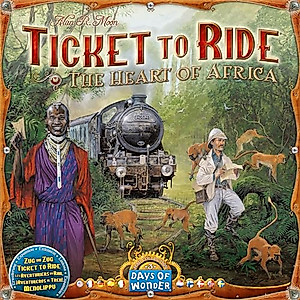 Ticket to Ride The Heart of Africa Board Game EXPANSION - Train Route Strategy Game, Fun Family Game for Kids & Adults, Ages 8+, 2-5 Players, 30-60 Minute Playtime, Made by Days of Wonder