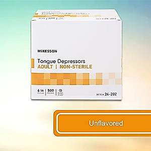 McKesson Tongue Depressor, Non-Sterile, Wooden, Adult, 6 in, 5000 Count