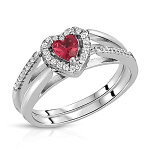 Sterling Silver 925 Reversible CZ Heart Bridal Ring (9)