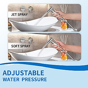 Handheld Bidet Sprayer for Toilet: Premium Stainless Steel Cloth Diaper Sprayer Set, Upgraded Jet Sprayer for Toilet w/Leakproof Hose, High Pressure Bathroom Bidet Sprayer Set Muslim Shower (Silver)