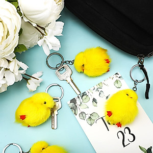 24 Pcs Small Chicken Keychain 3 Inch Realistic Plush Farm Chick Mini Ornaments Yellow Fluffy Chicken Stuffed Animal Soft Chicken Toy Photography Props DIY Easter Egg Filling Decorations Party