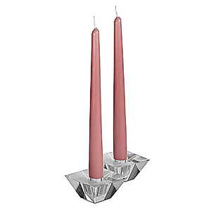 12 Pack Tall Taper Candles - 10 Inch Rose Pink Dripless, Unscented Dinner Candle - Paraffin Wax with Cotton Wicks - 8 Hour Burn Time